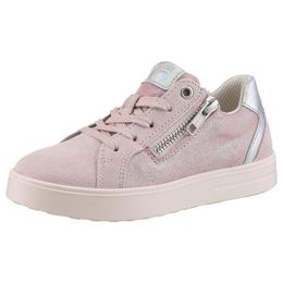 Superfit M&auml;dchen Sneaker "STELLA WMS: mittel", Gr. 31, silber, Nubukleder, gemustert, metallic, Schuhe, Schn&uuml;rschuh mit dezentem Batikmuster,