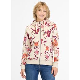 Ragwear Damen Sweatjacke "FLLAWIA PRINT", beige, Gr. XS, bedruckt, Sweatware, Obermaterial: 70% Baumwolle, 30% Polyester, Sweatjacken