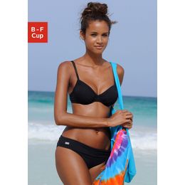 Buffalo Damen Bügel-Bikini-Top "Happy", schwarz, Gr. 36, unifarben, Microfaser, Polyamid, Bikini-Oberteile, seitlich zu raffen