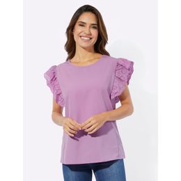 Classic Basics Damen Blusentop, lila, Gr. 46, unifarben, 100% Baumwolle, Spitze:100% Baumwolle, Blusen