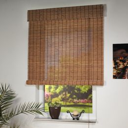 Seitenzugrollo Liedeco, B:100cm H:170cm, braun, Holzwerkstoff, Rollos