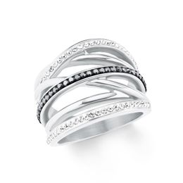 s.Oliver Damen Fingerring "2022652, 2022653, 2022654, 2022655", 60, Edelstahl, 18mm, silber, Edelstahl, Fingerringe, mit Kristallstein