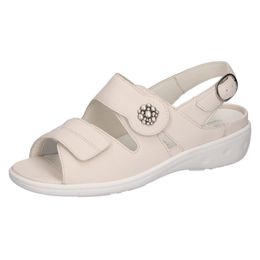 Waldläufer WALDLÄUFER Damen Sandale "KARA-Soft", Gr. 6, beige, Nappaleder, Textil, unifarben, Schuhe, Komfortschuh, in Extraweite K, Klett- und