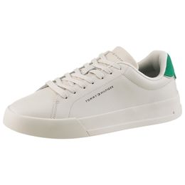 Tommy Hilfiger Herren Sneaker "TH COURT LTH DETAIL ESS", Gr. 42, beige, Leder, Lederimitat, Schuhe, Freizeitschuh, Halbschuh, Schnürschuh mit
