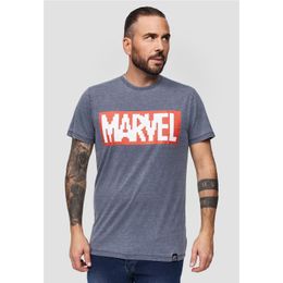 Recovered Damen T-Shirt "Marvel Pixel Logo", blau, Gr. S, bedruckt, 100% Baumwolle, Shirts, im lockeren Schnitt