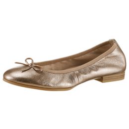Tamaris Damen Ballerina, Gr. 37, braun, Veloursleder, metallic, Schuhe, Festtagsschuh, Hochzeitsschuh, Flats mit schönem Metallic-Schimmer