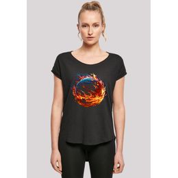 F4NT4STIC Damen T-Shirt "Basketball On Fire Sport LONG", schwarz, Gr. L, Obermaterial: 100% Baumwolle, Shirts, Print