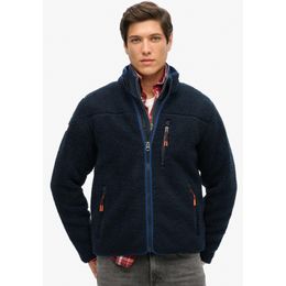 Superdry Herren Fleecejacke "OUTDOOR FULL ZIP FLEECE", blau, Gr. XXL, unifarben, Fleece, Obermaterial: 100% Polyester, Jacken