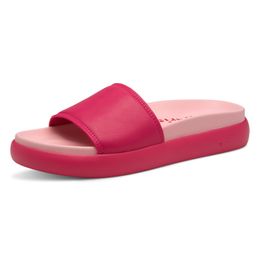 Tamaris Damen Pantolette, Gr. 40, pink, Lederimitat, Schuhe, Plateau, Sommerschuh, Schlappen mit kleinem Gummizug an der Bandage