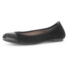 Gabor Damen Ballerina, Gr. 39, schwarz, Nappaleder, Ziegenveloursleder, unifarben, Schuhe, Blockabsatz, Schlupfschuh, Businesschuh mit Best