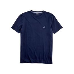 OLYMP Herren T-Shirt "OLYMP Wirk Casual", blau, Gr. M, unifarben, Single Jersey, Obermaterial: 100% Baumwolle, Shirts, mit Logo-Patch