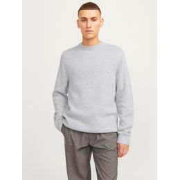 Jack & Jones JACK & JONES Herren Strickpullover "JPRBLAMILANO STITCH KNIT CREW NECK SN", grau, Gr. S, meliert, Strick, Obermaterial: 100% Baumwolle, Pullover