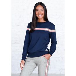 H.I.S. H.I.S Damen Sweatshirt, Gr. 32, blau, Steppware, Obermaterial: 77% Baumwolle, 20% Polyester, 3% Elasthan, kontrastfarbene Details, unifarben, Basic,