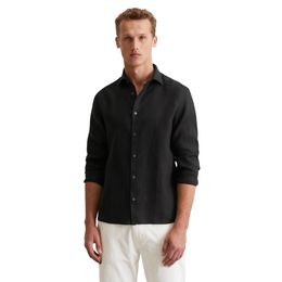 Marc O'Polo MARC O'POLO Herren Langarmhemd "aus reinem Leinen", schwarz, Casual, Gr. XXXL, unifarben, Obermaterial: 100% Leinen, Hemden
