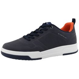 Tom Tailor Herren Plateausneaker, Gr. 44, blau, Lederimitat, Textil, Schuhe, Freizeitschuh, Halbschuh, Schnürschuh mit Lochmuster