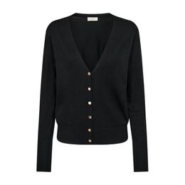 Freequent Damen Cardigan "FQKATIE", schwarz, Gr. M, unifarben, Obermaterial: 82% Viskose, 16% Polyamid, 2% Elasthan, Strickjacken, mit Kn&ouml;pfen am