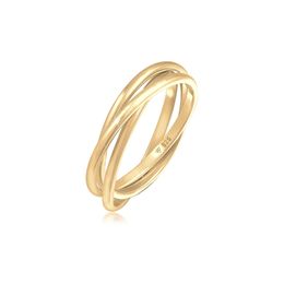 Elli Damen Fingerring "Wickelring Trio Trini Basic 925 Silber", 56mm, ohne Stein, Silber 925 (Sterlingsilber), 1,6mm, gold, Silber 925