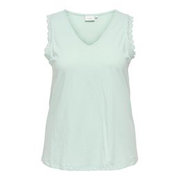 Only CARMAKOMA Damen Shirttop "CARLILA S/L V-NECK TOP JRS BS", blau, Gr. L, unifarben, Jersey, Obermaterial: 100% Baumwolle, Tops