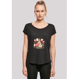 F4NT4STIC Damen T-Shirt "Rosa wei&szlig;er Fr&uuml;hlingsblumenstrau&szlig;", schwarz, Gr. XL, Obermaterial: 100% Baumwolle, Shirts, Premium Qualit&auml;t
