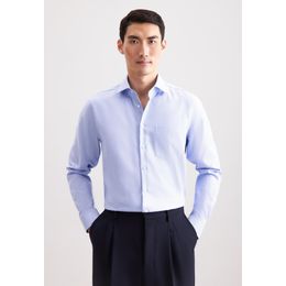 Seidensticker Herren Businesshemd "Regular", blau, Gr. 45, gemustert, 100% Baumwolle, Hemden, Regular Langarm Kentkragen Kleinmuster