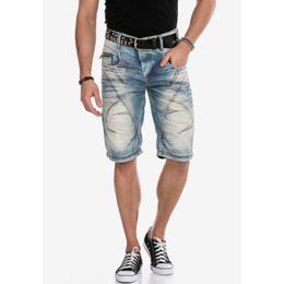 Cipo & Baxx CIPO & BAXX Herren Caprijeans, blau, Gr. 44, Abriebeffekte, Denim/Jeans, Obermaterial: 100% Baumwolle, Jeans