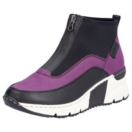 Rieker Damen Keilsneaker, Gr. 39, schwarz, Lederimitat, Textil, Schuhe, Stiefelette, Keilboots, High Top Sneaker mit Reißverschluss vorne