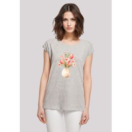 F4NT4STIC Damen T-Shirt "Rosa Fr&uuml;hlingsblumenstrau&szlig; in Vase", grau, Gr. XXL, Obermaterial: 100% Baumwolle, Shirts, Premium Qualit&auml;t