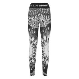 Plein Sport Damen Leggings "Optical Flower", schwarz, Gr. L, Obermaterial: 90% Polyester, 10% Elasthan, Hosen