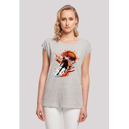 F4NT4STIC Damen T-Shirt "Basketball Splash Orange Sport SHORT SLEEVE", grau, Gr. S, Obermaterial: 100% Baumwolle, Shirts, Print