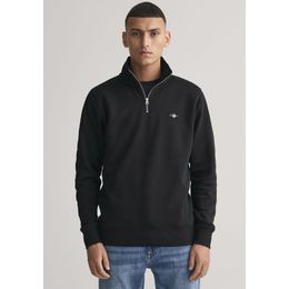 Gant Herren Sweatshirt "REG SHIELD HALF ZIP SWEAT", schwarz, Gr. M, Sweatware, Obermaterial: 87% Baumwolle, 13% Polyester, Sweatshirts, mit