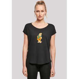 F4NT4STIC Damen T-Shirt "Fred Feuerstein Kick", schwarz, Gr. S, Obermaterial: 100% Baumwolle, Shirts, Damen,Premium Merch,Lang,Longshirt,Bedruckt