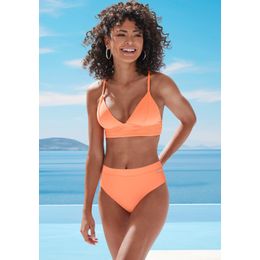 Venice Beach Damen Bikini-Hose "Lucky", rot, Gr. 34, Strukturmuster, Recycling-Polyamid, Badehosen, aus gerippter Strukturware
