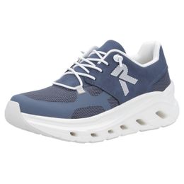 Plateausneaker RIEKER SPORT, Damen, Gr. 36, blau (jeansblau), Textil, kontrastfarbene Details, Sportlich, Schuhe, Slip-on Sneaker, Halbschuh, Freizeitsneaker mit MemoSoft-Innensohle
