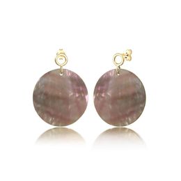 Elli Ohrringe 925 Sterling Silber Perlmuttscheibe in Gold | Gr.: onesize
