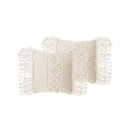 Beliani 2er-Set Dekokissen YORTAN in Beige | Gr.: onesize