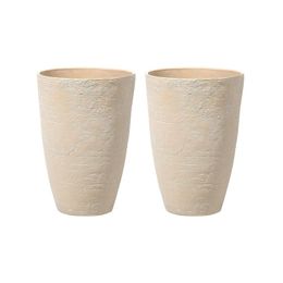 Beliani 2-tlg Outdoor Blumentopf CAMIA in Beige | Gr.: onesize
