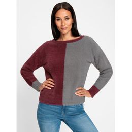 Heine Pullover in bordeaux-grau-gemustert | Gr.: 44