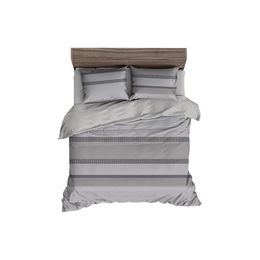 Traumschlaf Bettw&auml;sche Streifen in grau | Gr.: 160x210 cm (65x100 cm)