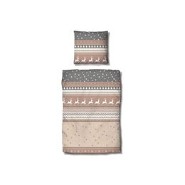 Traumschlaf Bettwäsche Hirsche in beige | Gr.: 140x200 cm (70x90 cm)