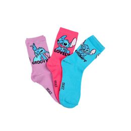 Stitch Kinder Socken 3 Paar Strümpfe in Mehrfarbig | Gr.: 23-26