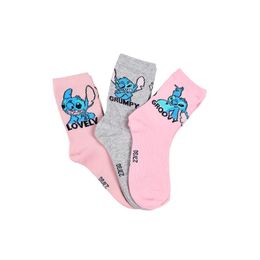 Stitch Kinder Socken 3 Paar Strümpfe in Mehrfarbig | Gr.: 27-30