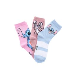Stitch Kinder Socken 3 Paar Strümpfe in Mehrfarbig | Gr.: 23-26