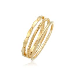 Elli Ring 925 Sterling Silber Geo, Ring Set, Twisted in Gold | Gr.: 52
