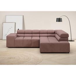 Inosign Ecksofa »Ancona, incl. Kopfteilverstellung + 3 Zierkissen, L-Form, Breite 249cm« wahlweise motorische Sitztiefenverstellung, B/T(H:...