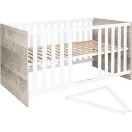 Home Affaire Kinderbett »Henning« Set, Inklusive Satz Umbauseiten, 70 x 140 cm inkl. Umbauseiten Platinum Oak Nb. / Weiß