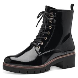 Tamaris Schn&uuml;rstiefelette mit Anziehlasche schwarz-Lack 38 38 Schicke Schn&uuml;rstiefelette mit Rei&szlig;verschluss, vegane Verarbeitung