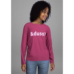 Kidsworld Langarmshirt &raquo;Spruch: &duso?&laquo; L&auml;ssiger Spr&uuml;che-Print bordeaux 176/182 176/182 Spr&uuml;che-Langarmshirt f&uuml;r M&auml;dchen aus weichem Baumwoll-Jersey
