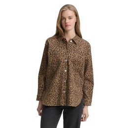 Tom Tailor Denim Langarmbluse mit Animal-Print brown black leo L (40) L (40) Animal-Print-Shirt von Tom Tailor Denim