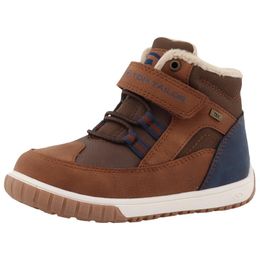 Tom Tailor Winterboots, Klettschuh, High-Top-Sneaker, Outdoorschuh mit Kontrastnähten cognac-blau 34 34 Winterboots mit Innenreißverschluss,...