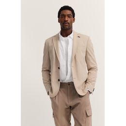 Sakko Bugatti "Modern Fit", Herren, Gr. 48, 30, beige, 37% Polyester, 37% Viskose, 15% Wolle, 8% Polyamid, 3% Elasthan, unifarben, normal, Manschette, Sakkos Sakko, Jersey Stretch mit Taschen
